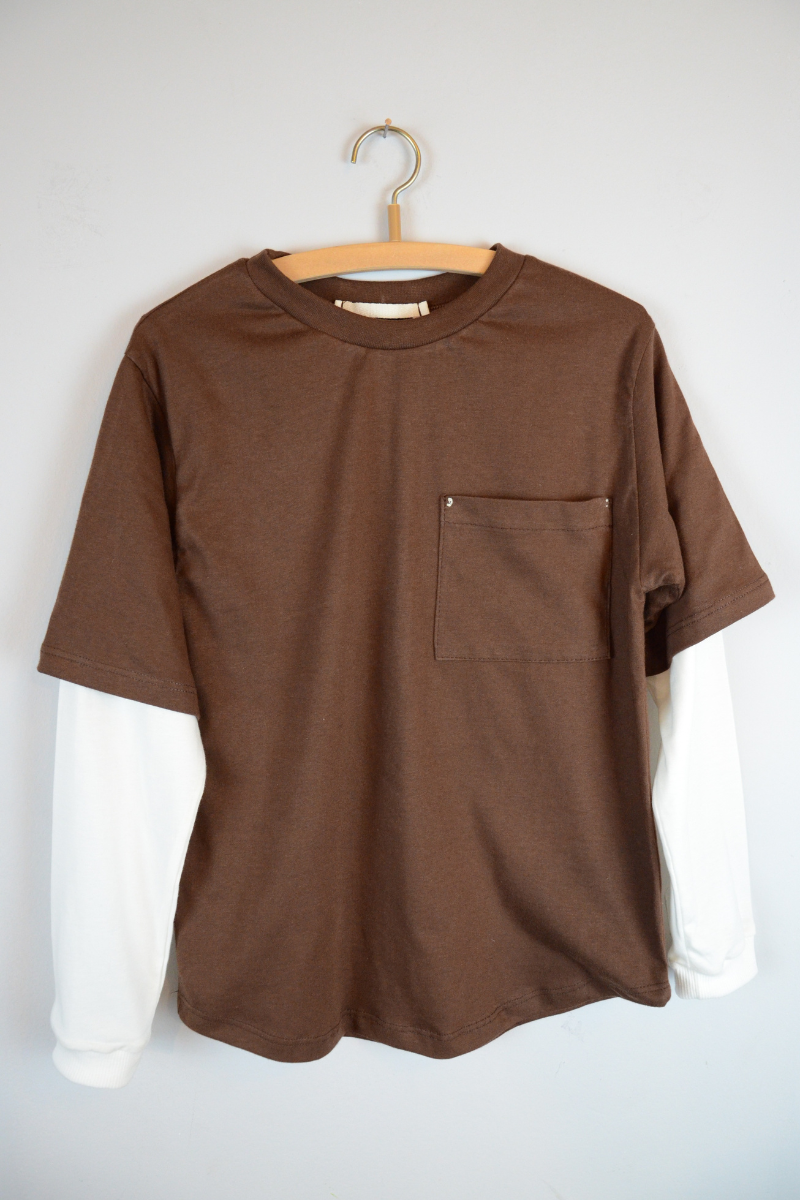 Camisa Manga Longa com Manga Dupla - Marrom-COLELLO